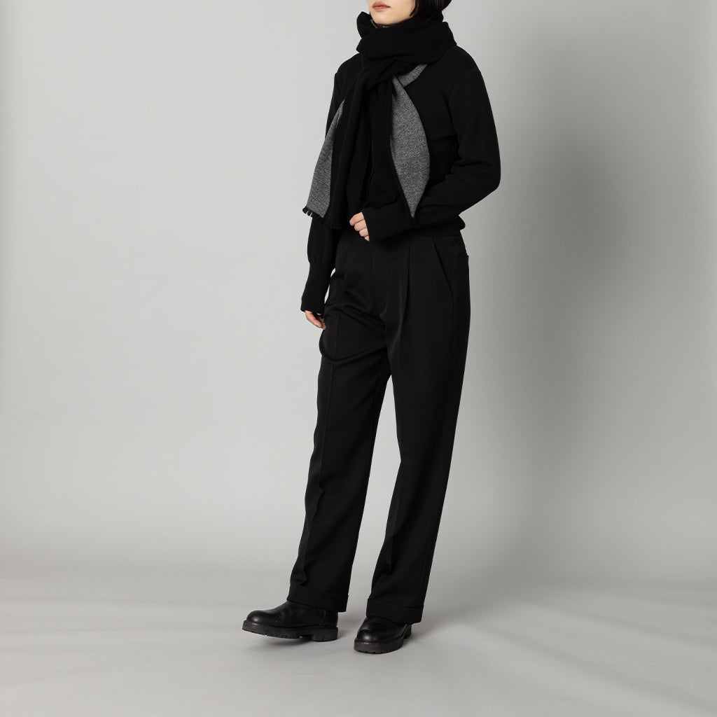 ふんわりウール ワンタッチストール 日本製 黒×柄 – kuros.style